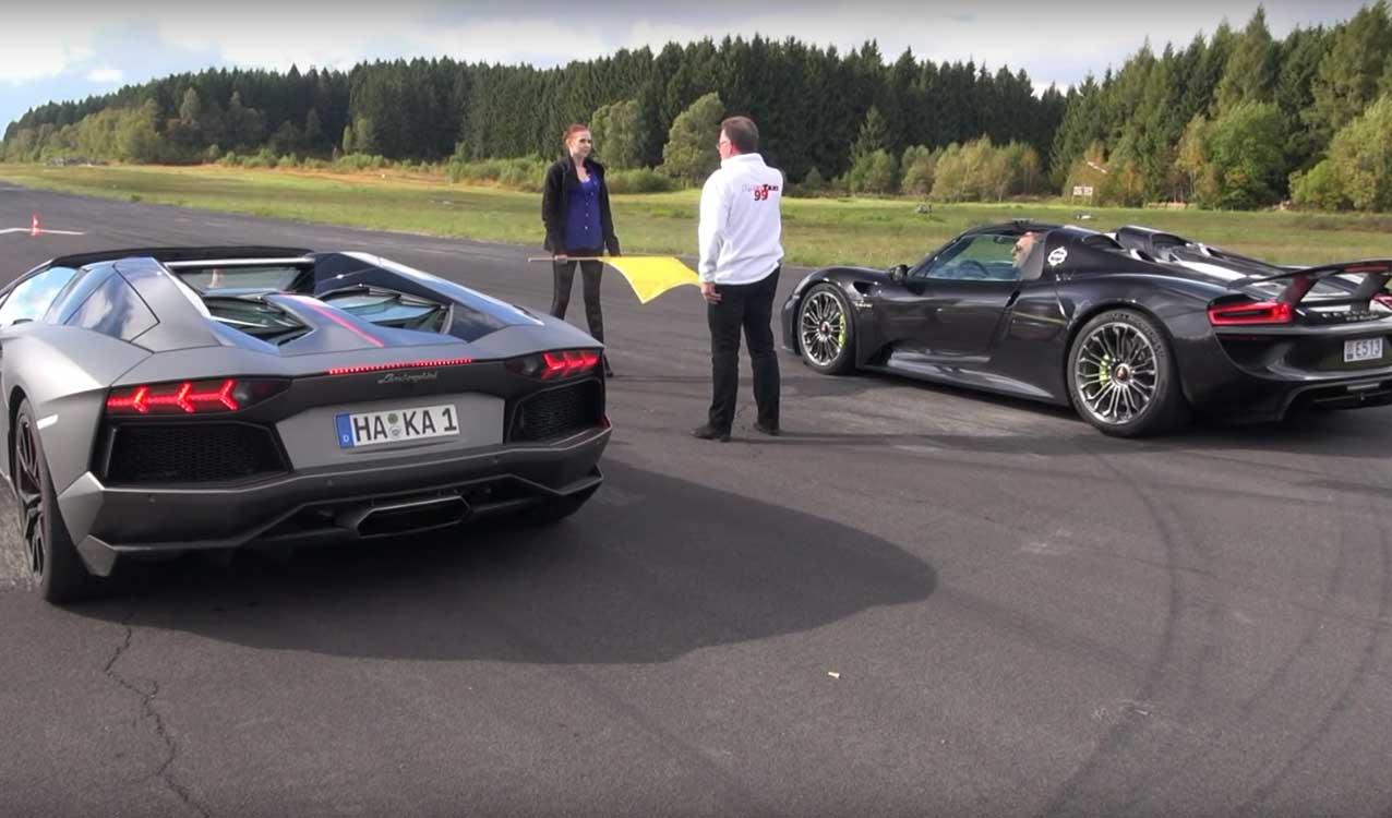 Porsche 918 Spyder vs. Lamborghini Aventador Pirelli Edition – duPont ...