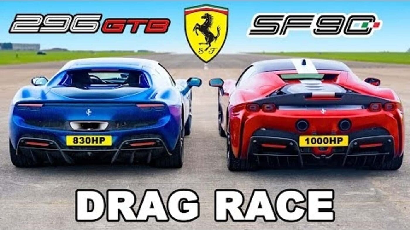 Watch The Ferrari 296 GTB & SF90 Stradale Battle In A Drag Race ...